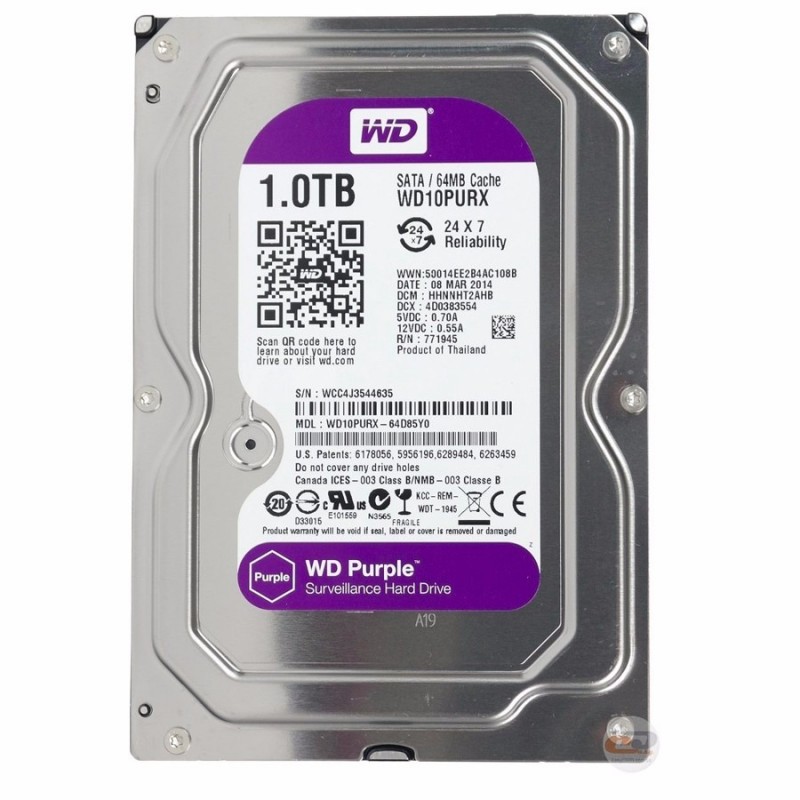 هارد دیسک استوک وسترن دیجیتال مدل HDD 1T PURPLE WD – پالس پی سی